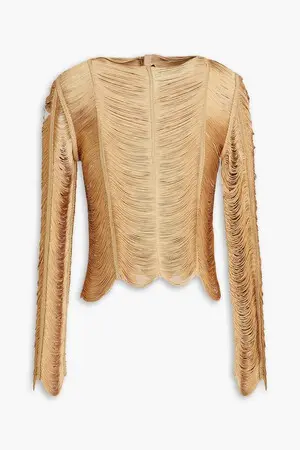TOM FORD Fringed Openknit Top - Gold