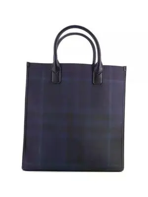 Burberry Convertible Tote Bag In Coated Canvas With Leather