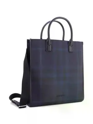 Burberry Convertible Tote Bag In Coated Canvas With Leather