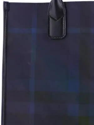Burberry Convertible Tote Bag In Coated Canvas With Leather