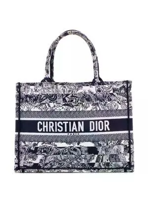 Dior Embroidered Canvas Medium Tote Bag - Blue