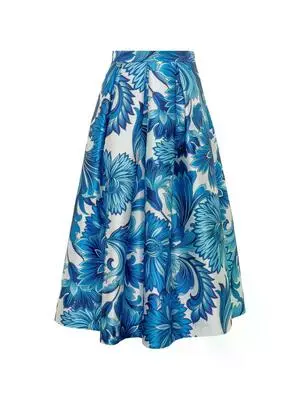 LUNATICA MILANO Florence Floral-print Midi Skirt - Blue