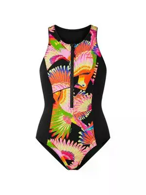 Rip Curl Mirage Toucan-print Front-zip Swimsuit