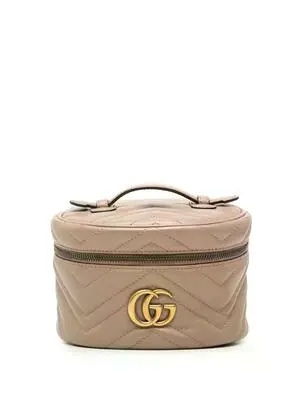 Gucci Mini Gg Marmont Round Leather Vanity Bag