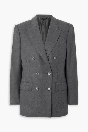 TOM FORD Camden Double-breasted Wool Twill Blazer - Gray