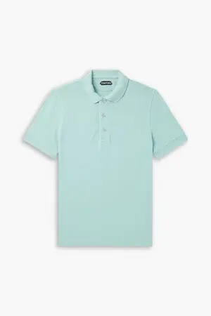 TOM FORD Lyocell And Cottonblend Piqué Polo Shirt - Turquoise