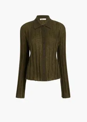 Khaite Meadow Rib-knit Mohair Silk Cardigan - Dark Olive