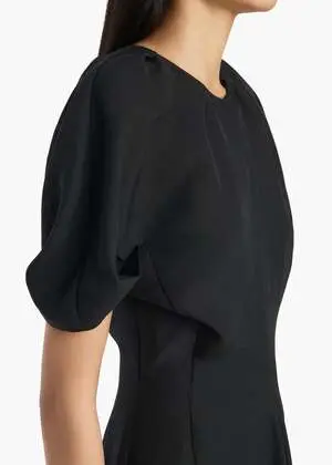 Khaite Ria Draped Midi Dress - Black