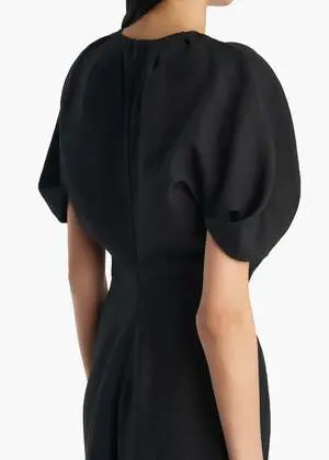 Khaite Ria Draped Midi Dress - Black