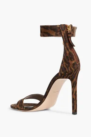 TOM FORD Padlock Leopard Print Calf Hair Sandals