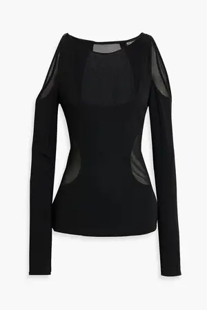 TOM FORD Coldshoulder Stretchjersey Top - Black