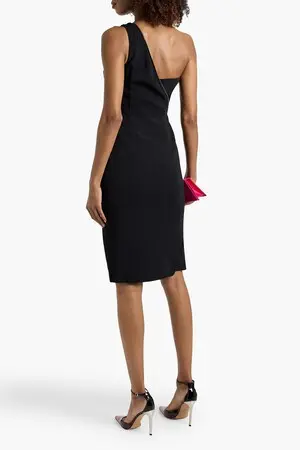 TOM FORD One-shoulder Zip-detailed Crepe Dress - Black