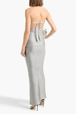 TOM FORD Strapless Metallic Ribbed Cotton-blend Top