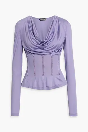 TOM FORD Draped Silksatin Top - Lavender