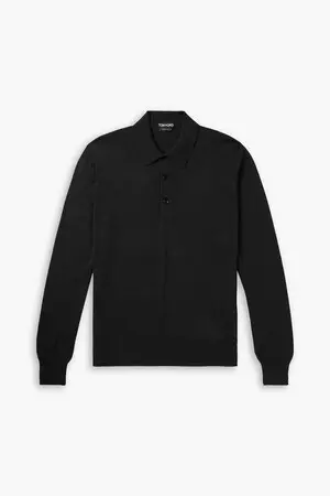 TOM FORD Slimfit Cotton Polo Shirt - Black