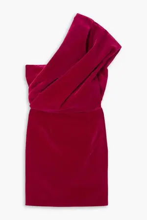 TOM FORD Oneshoulder Draped Cottonvelvet Mini Dress - Fuchsia