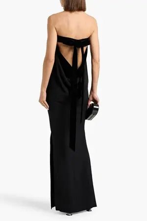 TOM FORD Strapless Velvet-trimmed Silk Gown