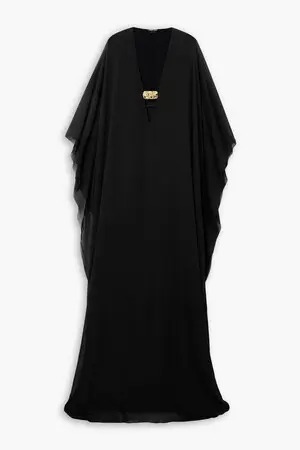 TOM FORD Cape Effect Silk Chiffon Gown - Black
