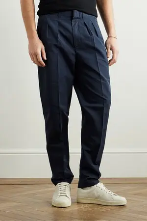 TOM FORD Straight-leg Pleated Cotton And Silk-blend Poplin Pants
