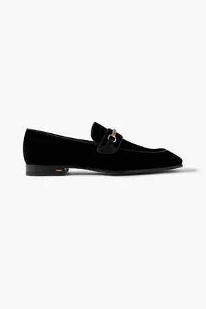 TOM FORD Bailey Chainembellished Leathertrimmed Velvet Loafers - Black