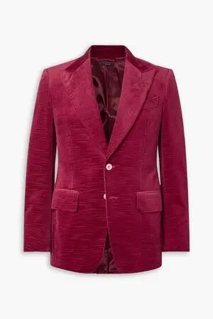 TOM FORD Shelton Slimfit Cottonvelvet Blazer - Claret