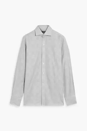 TOM FORD Prince Of Wales Checked Cottonpoplin Shirt - Gray