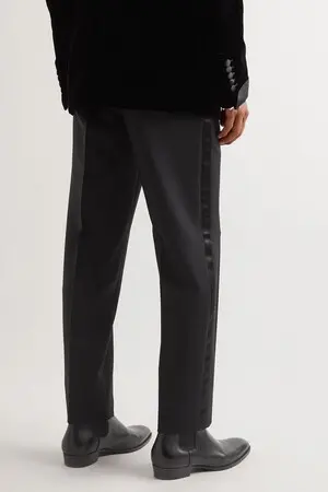 TOM FORD Straight Leg Grain De Poudre Wool And Mohair-blend Tuxedo Pants