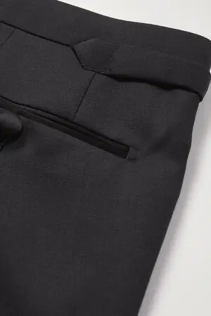 TOM FORD Straight Leg Grain De Poudre Wool And Mohair-blend Tuxedo Pants
