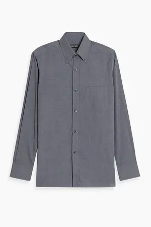 TOM FORD Checked Lyocell And Cottonblend Shirt - Slate Blue