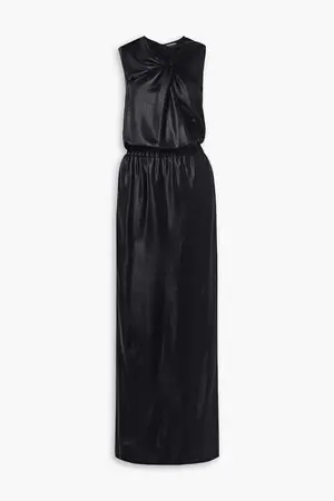 TOM FORD Cutout Draped Stretch Satin-piqué Gown - Black