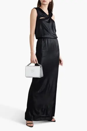 TOM FORD Cutout Draped Stretch Satin-piqué Gown