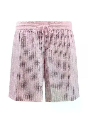VENUJA Crystal Embellished Drawstring Shorts - Pink