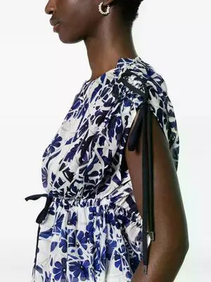Gucci Floral Print Short Sleeve Dress - White