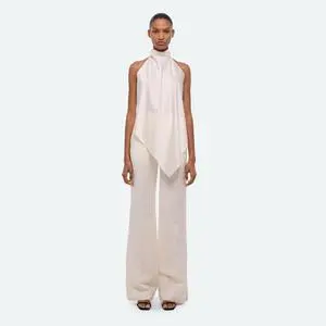 Helmut Lang Asymmetrical Draped Silk Scarf Top - Ivory
