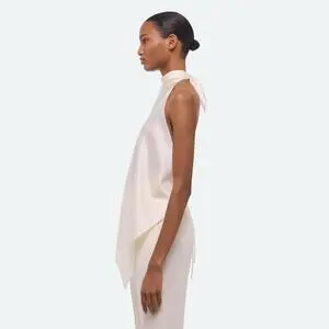 Helmut Lang Asymmetrical Draped Silk Scarf Top - Ivory