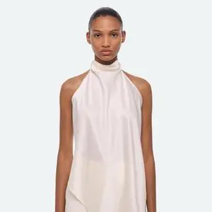 Helmut Lang Asymmetrical Draped Silk Scarf Top - Ivory