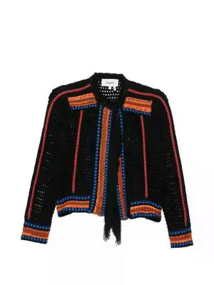 Ba&sh Bianca Crochet-knit Fringed Cardigan