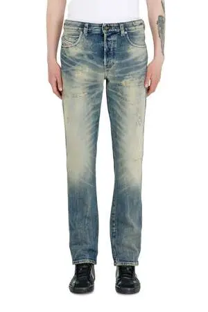 DIESEL® Slim Fit Button Fly Jeans With Distressed Medium Wash