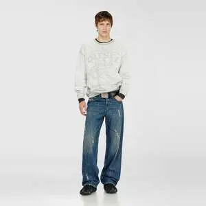 DIESEL® Sweatshirt With Dévoré Print And Logo Detail - Grey