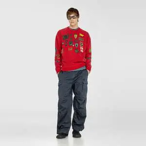 DIESEL® Wool Jumper With Printed Patches - Red