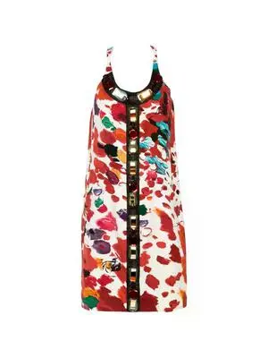 Saint Laurent Jewel Embellishment Midi Dress