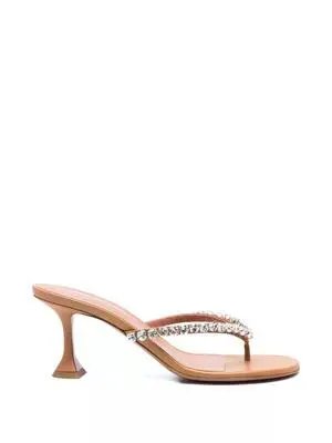 Amina Muaddi Gigi Crystal Embellished Heeled Sandals - Brown