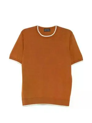 Kiton Contrast-trim Fine-knit T-shirt