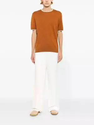 Kiton Contrast-trim Fine-knit T-shirt