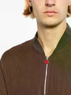 Kiton Linen Ribbed-trim Zip Jacket