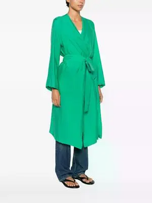 Momoni Serena Belted Herringbone-texture Coat