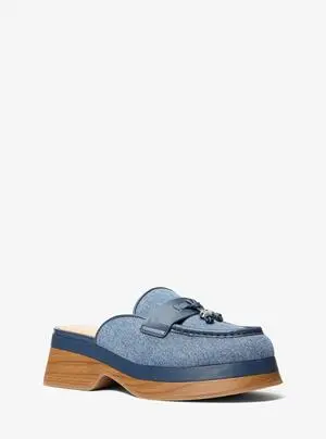 Michael Kors Zoe Denim Mule With Wood Heel