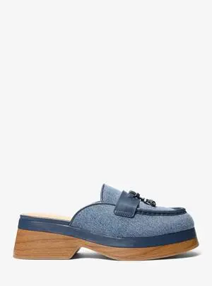 Michael Kors Zoe Denim Mule With Wood Heel