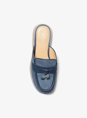 Michael Kors Zoe Denim Mule With Wood Heel