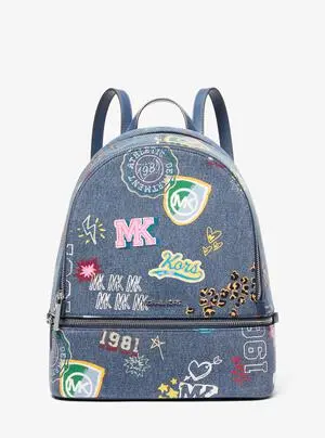 Michael Kors Rhea Medium Embellished Denim Backpack - Blue